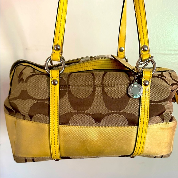 Coach | Bags | Coach Bags Coach Signature Khaki Satchel W Golden Yellow ...